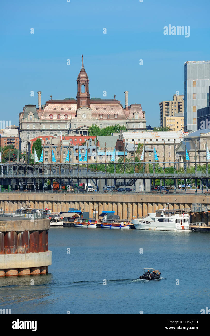 Montreal buildings over river Stock Photo - Alamy
