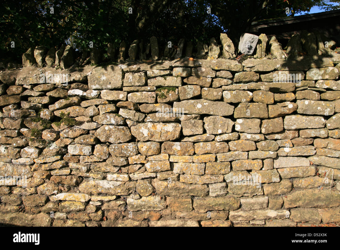 dry stone wall detail Little Rissington Gloucestershire England UK ...