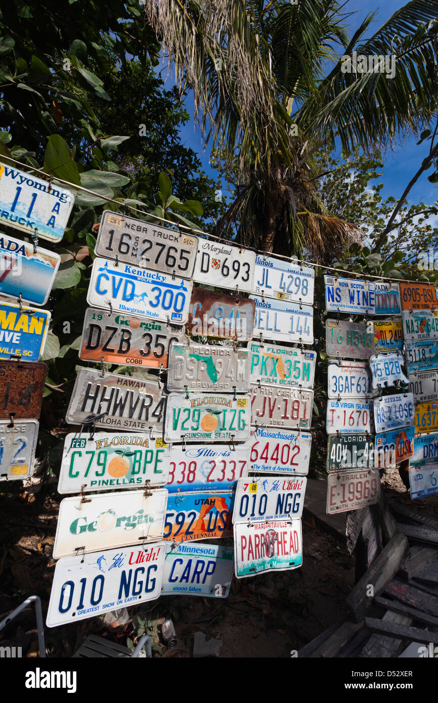Bahamas, Eleuthera Island, Harbor Island, Dunmore Town, street signs ...