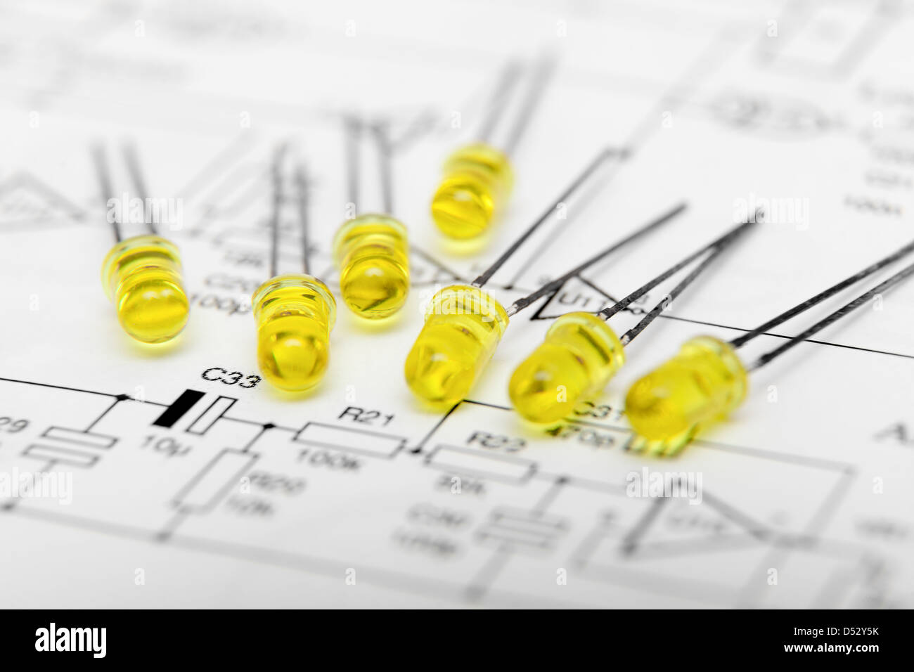 Leds over electronic diagram Stock Photo - Alamy