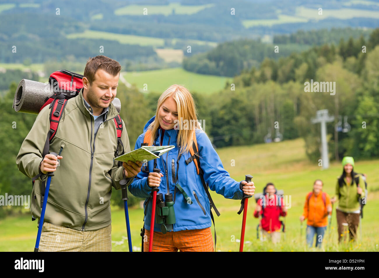 Map and hiking sticks hi-res stock photography and images - Alamy