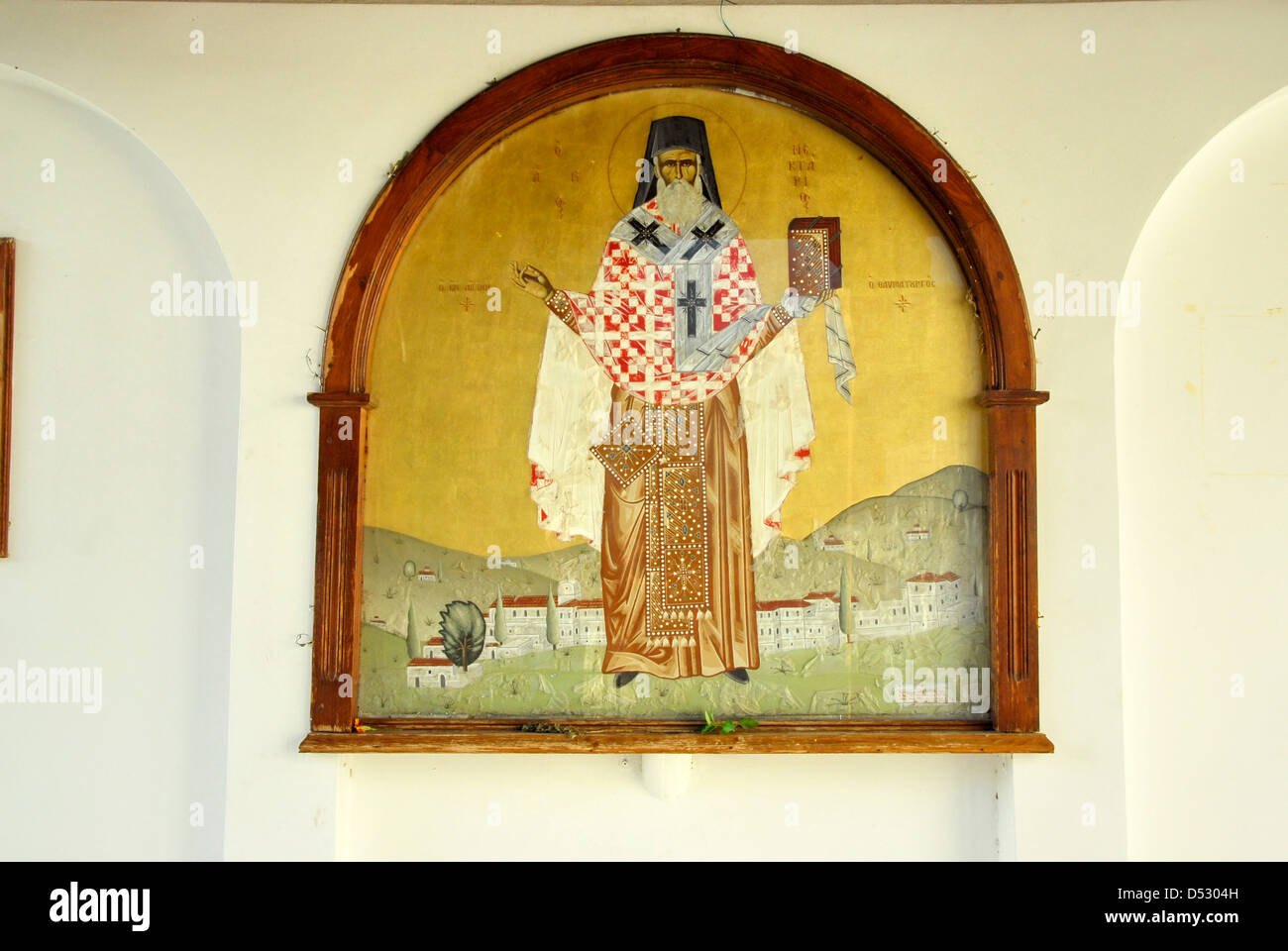 Icon of St. Nectarios at Holy Trinity Monastery on Aegina Island in the ...