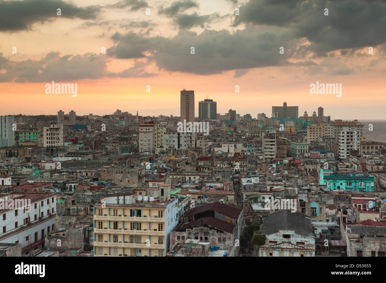 Cuba, Havana, elevated city view above Central Havana looking west ...