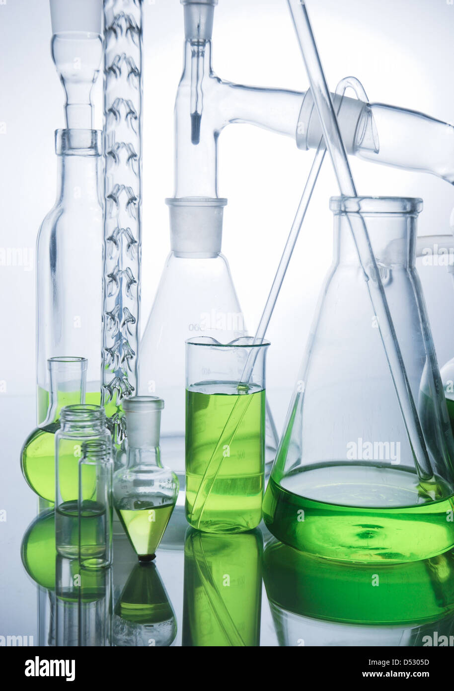 Laboratory glassware over white background Stock Photo - Alamy