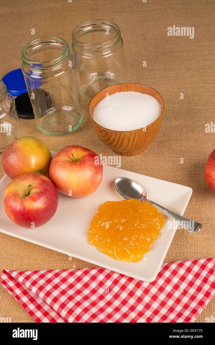 Traditional apple jam and its ingredients Stock Photo - Alamy