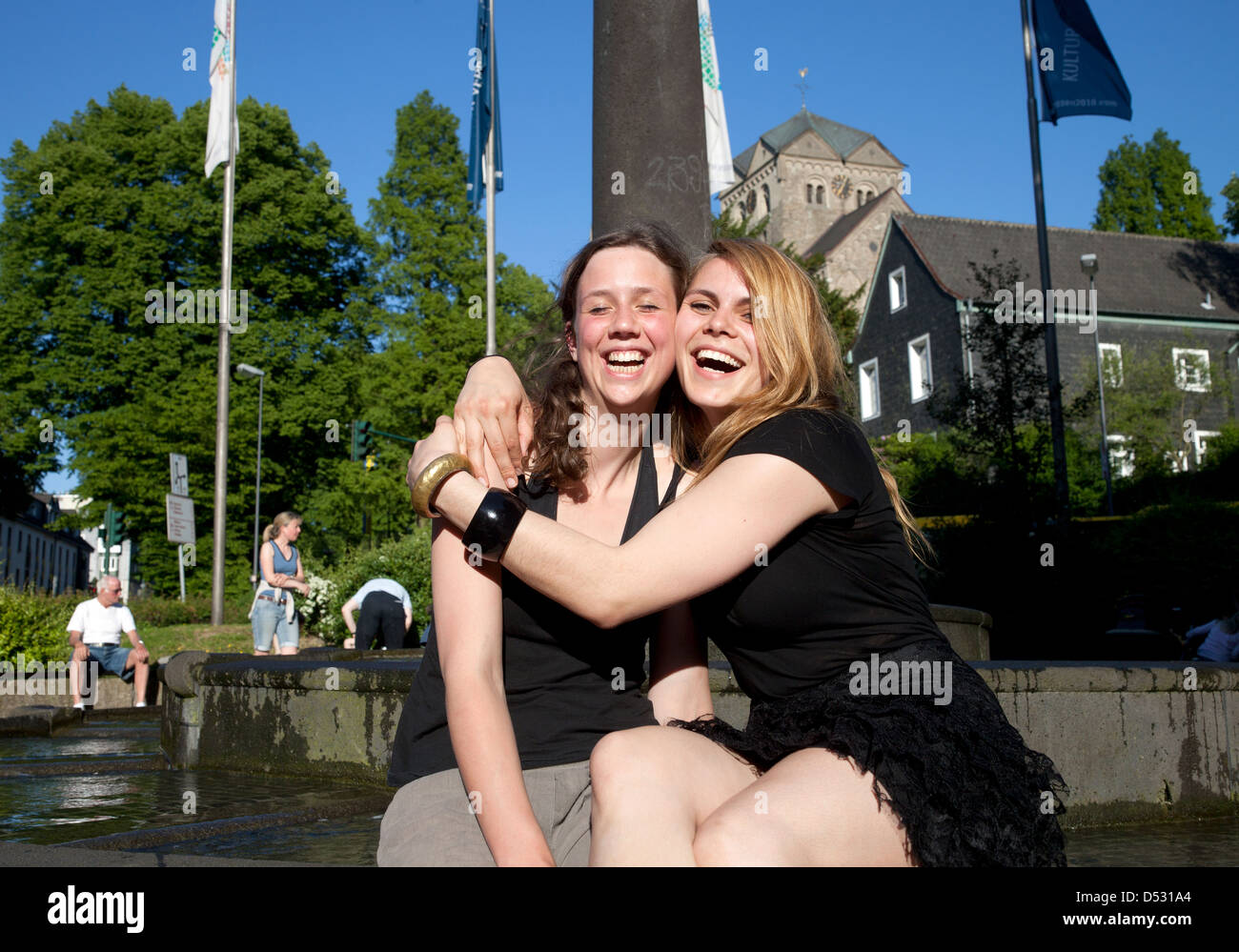 Essen, Germany, two girlfriends in portrait Stock Photo - Alamy