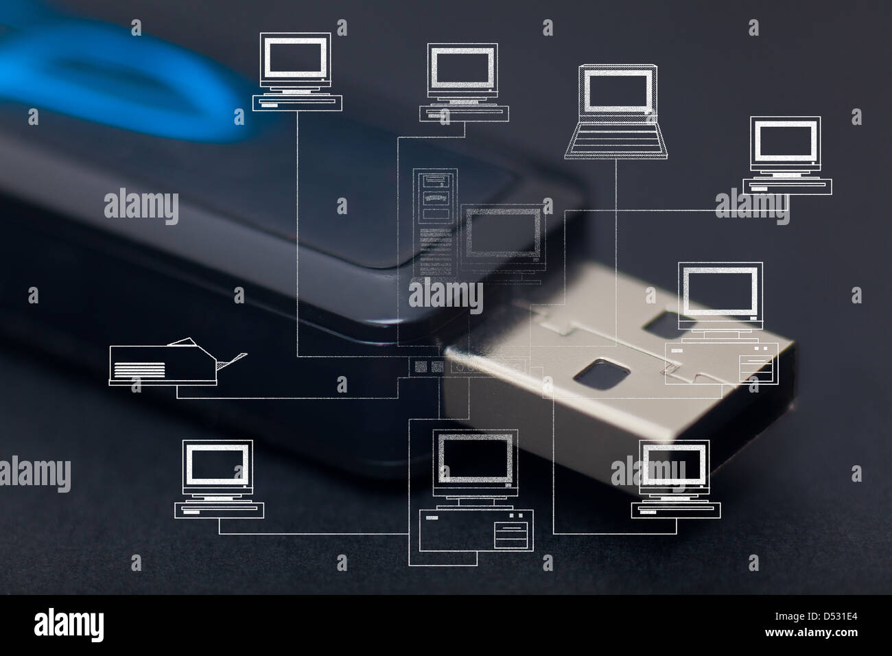 Detail of pendrive in black background Stock Photo - Alamy
