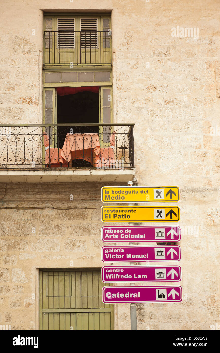 Cuba, Havana, Havana Vieja, Plaza de la Catedral, street sign Stock ...