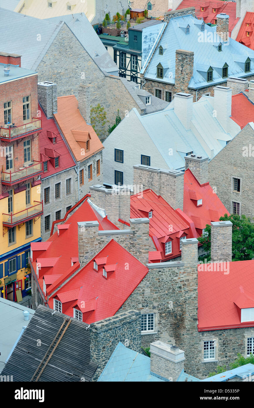 Colorful old roof of architecture in Quebec City Stock Photo - Alamy