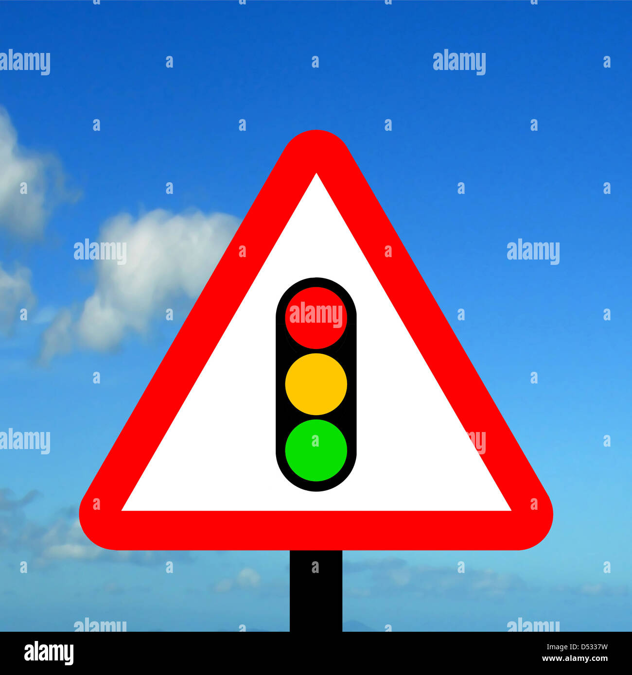Warning triangle traffic signals ahead Stock Photo - Alamy
