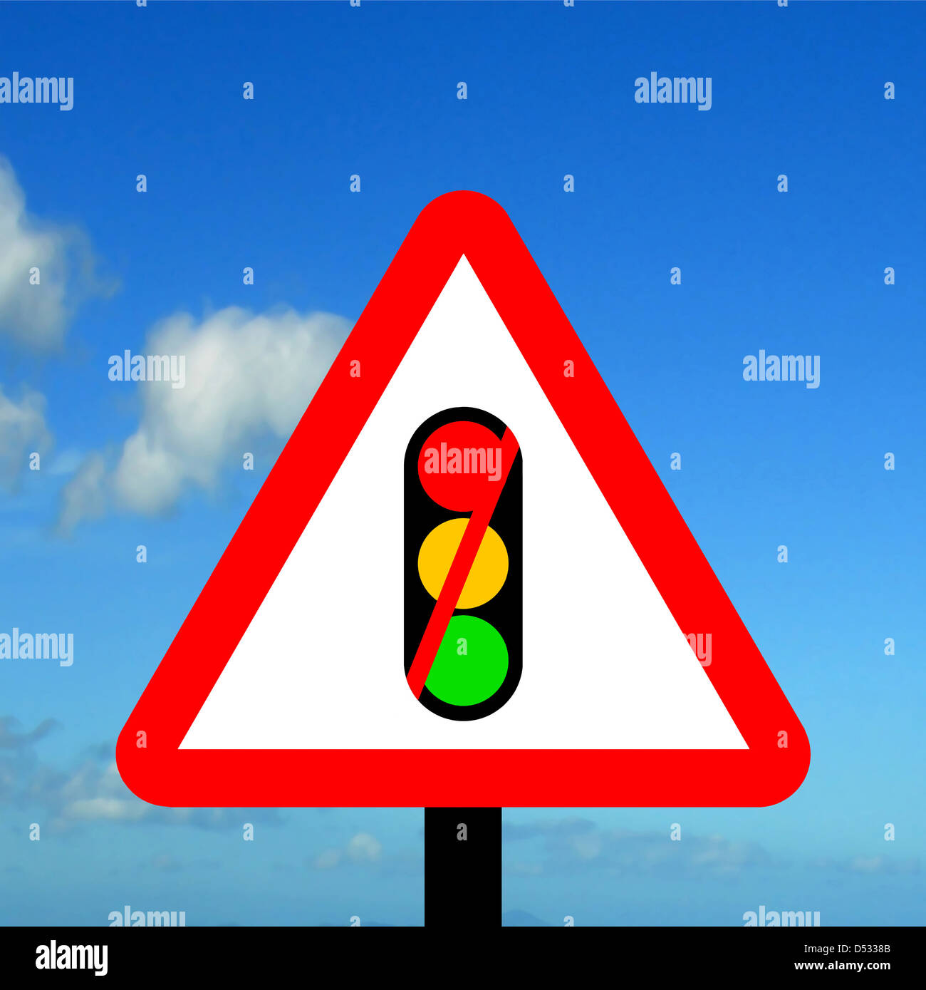 Warning triangle traffic signals not in use Stock Photo - Alamy