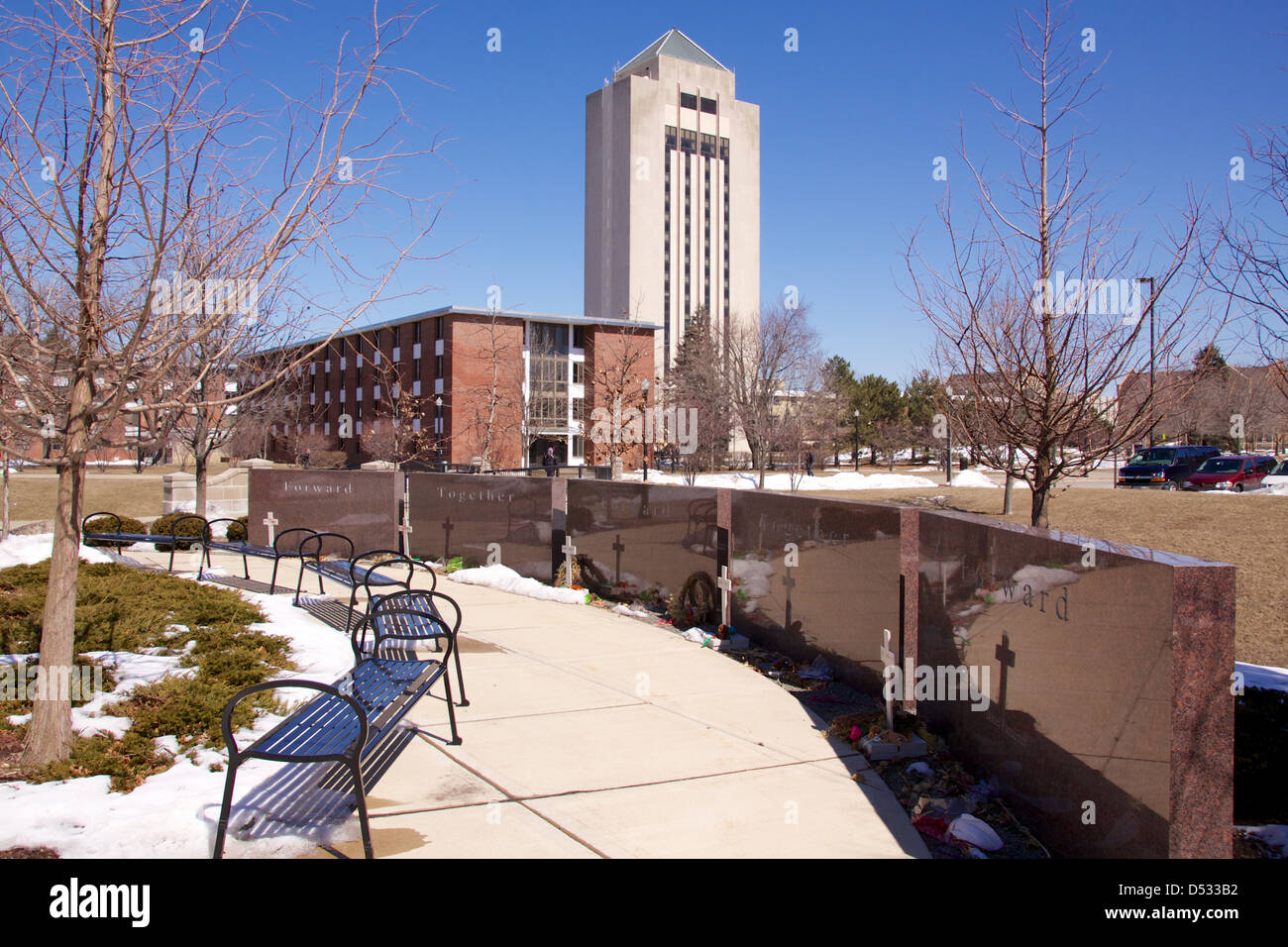 Forward Together Forward Memorial Garden. Tall building is Holmes ...