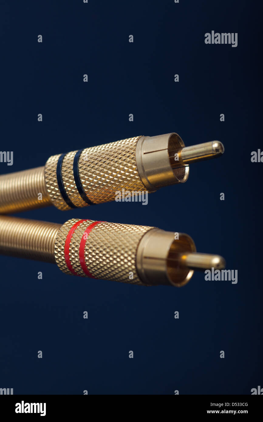 RCA audio cable in black background Stock Photo - Alamy