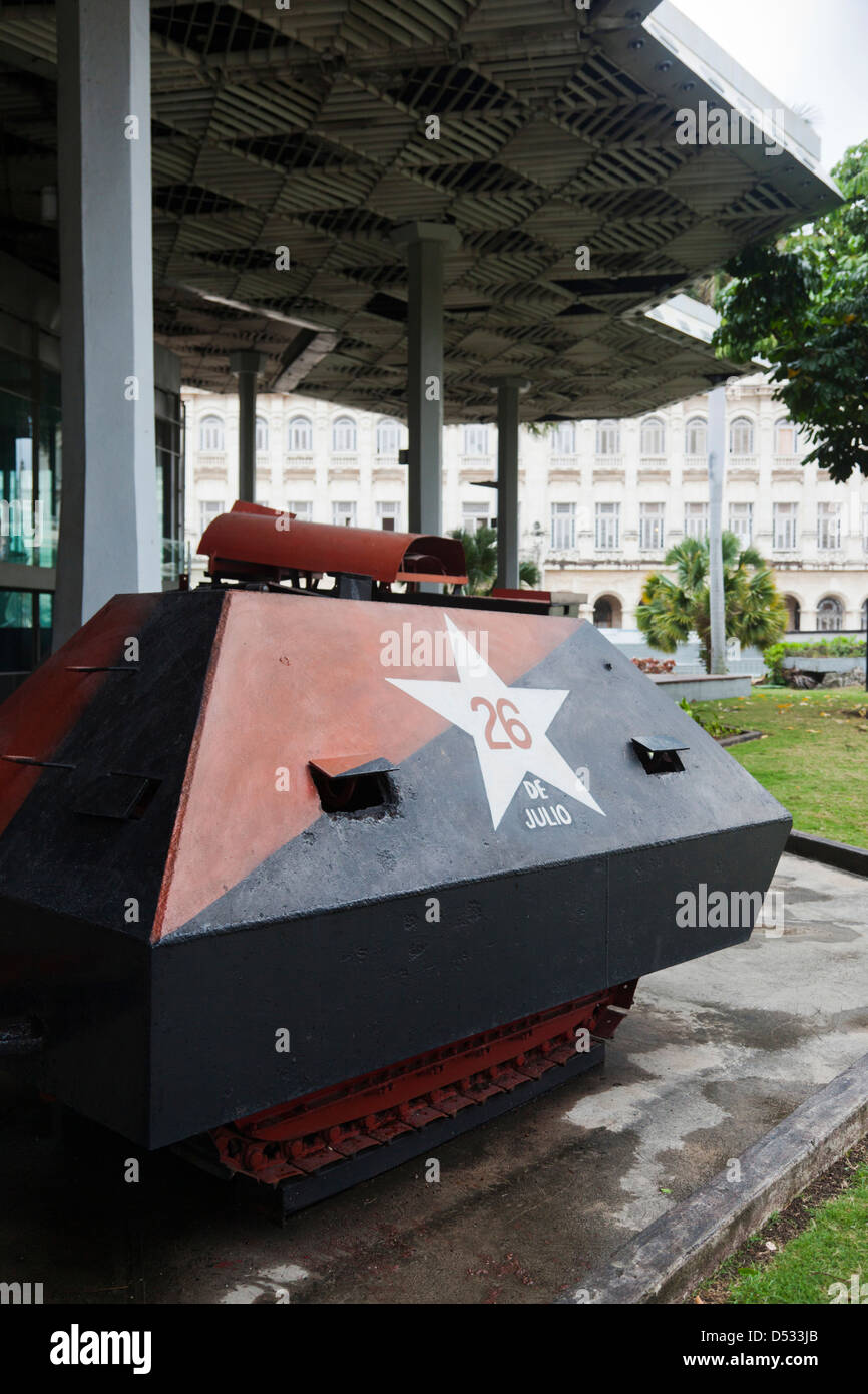 Cuba, Havana, Havana Vieja, Museo de la Revolucion, home-made tank used ...