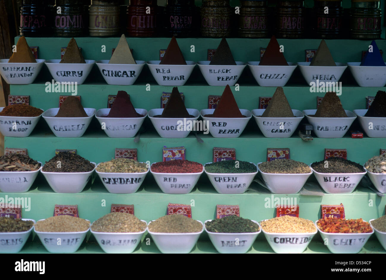 Egypt, spices, selection of colourful spices at market stall Stock ...