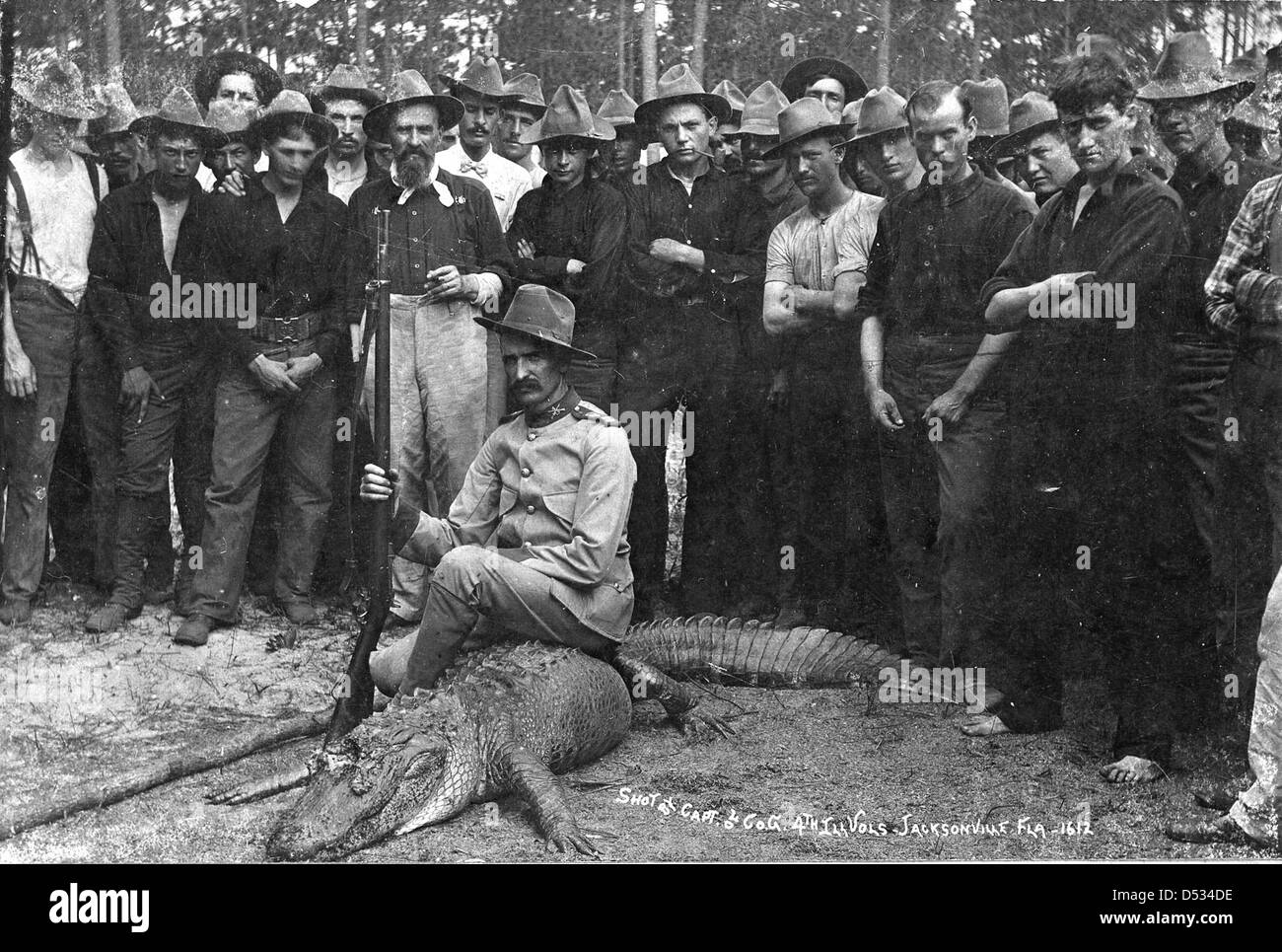 In the 1890s, Captain of the 4th Illinois Volunteers shot an alligator ...