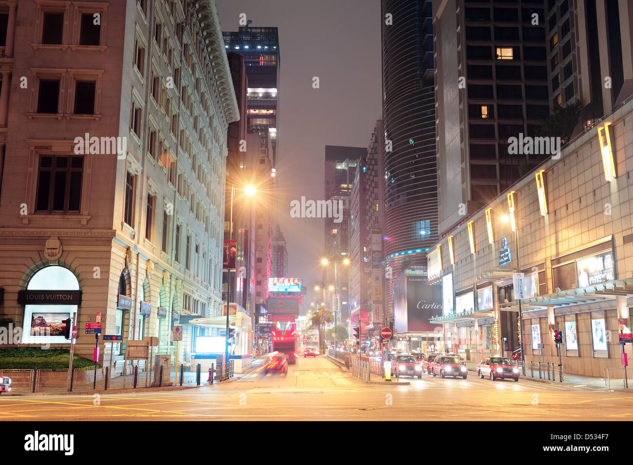 Crowded street view at night Stock Photo - Alamy