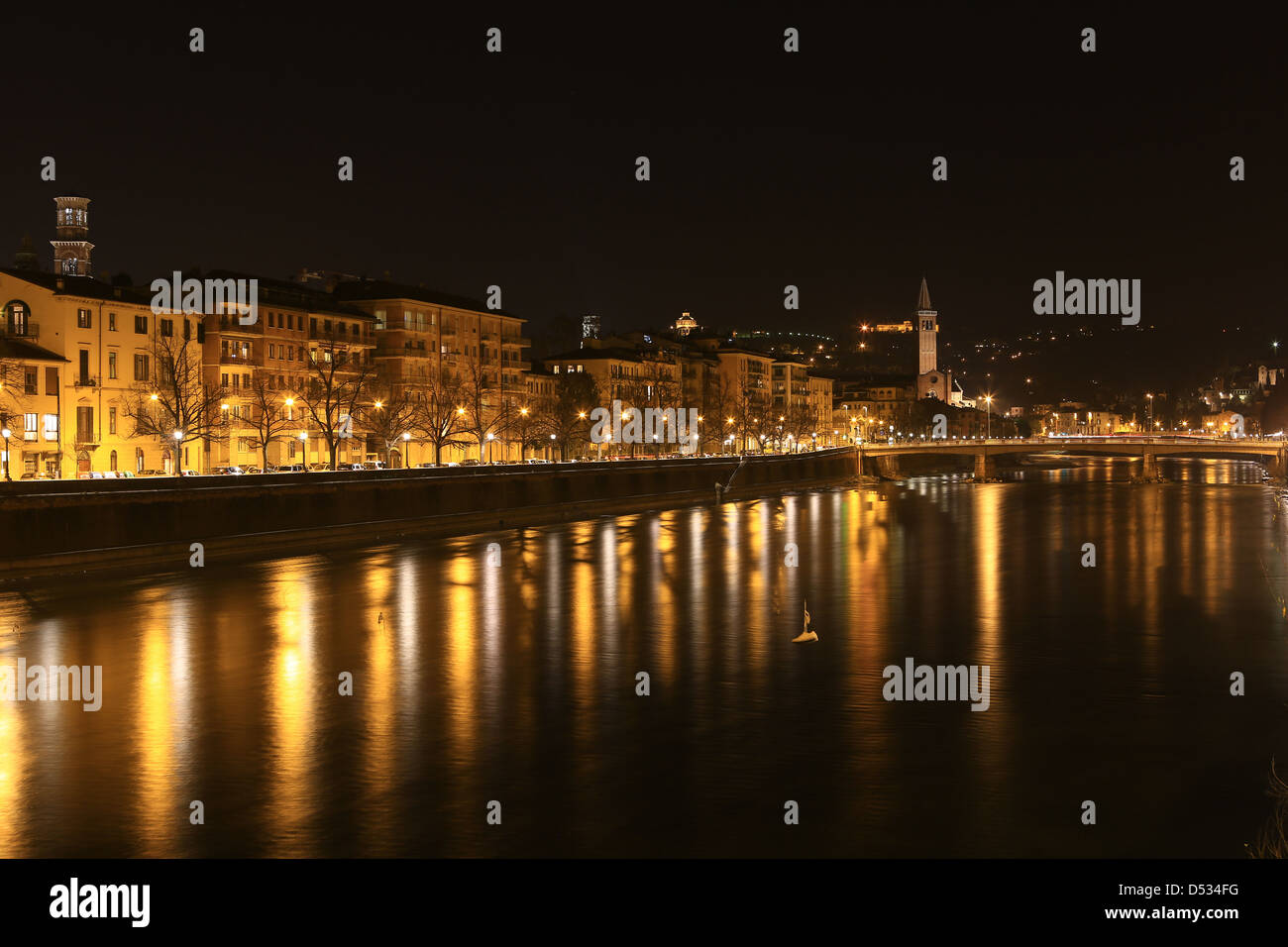 The embankment at the night Stock Photo - Alamy