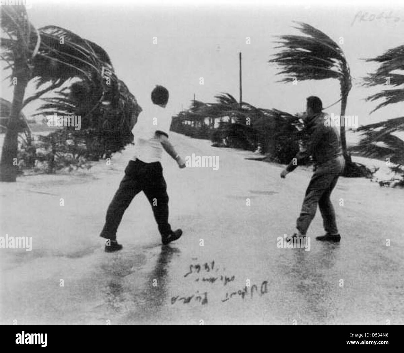 The view from Dupont Plaza during Hurricane Betsy in 1965 shows men ...