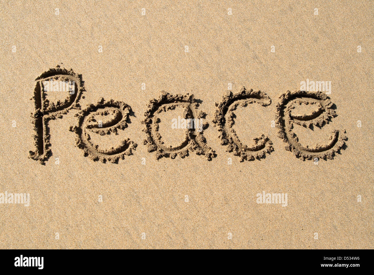 Peace, written on a sandy beach Stock Photo - Alamy