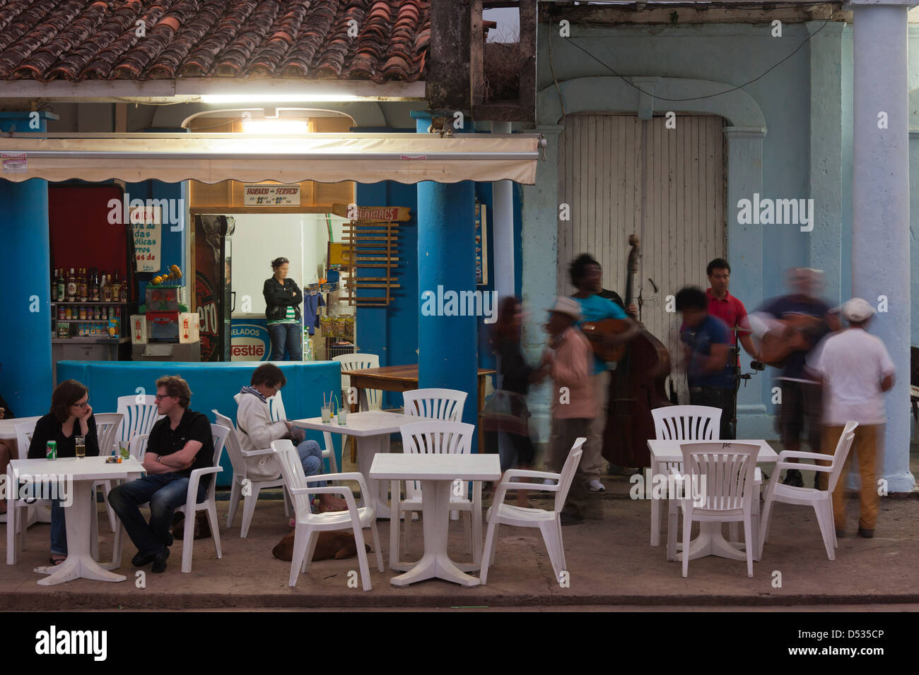Cuba, Pinar del Rio Province, Vinales, Vinales Valley, outdoor cafe-bar ...