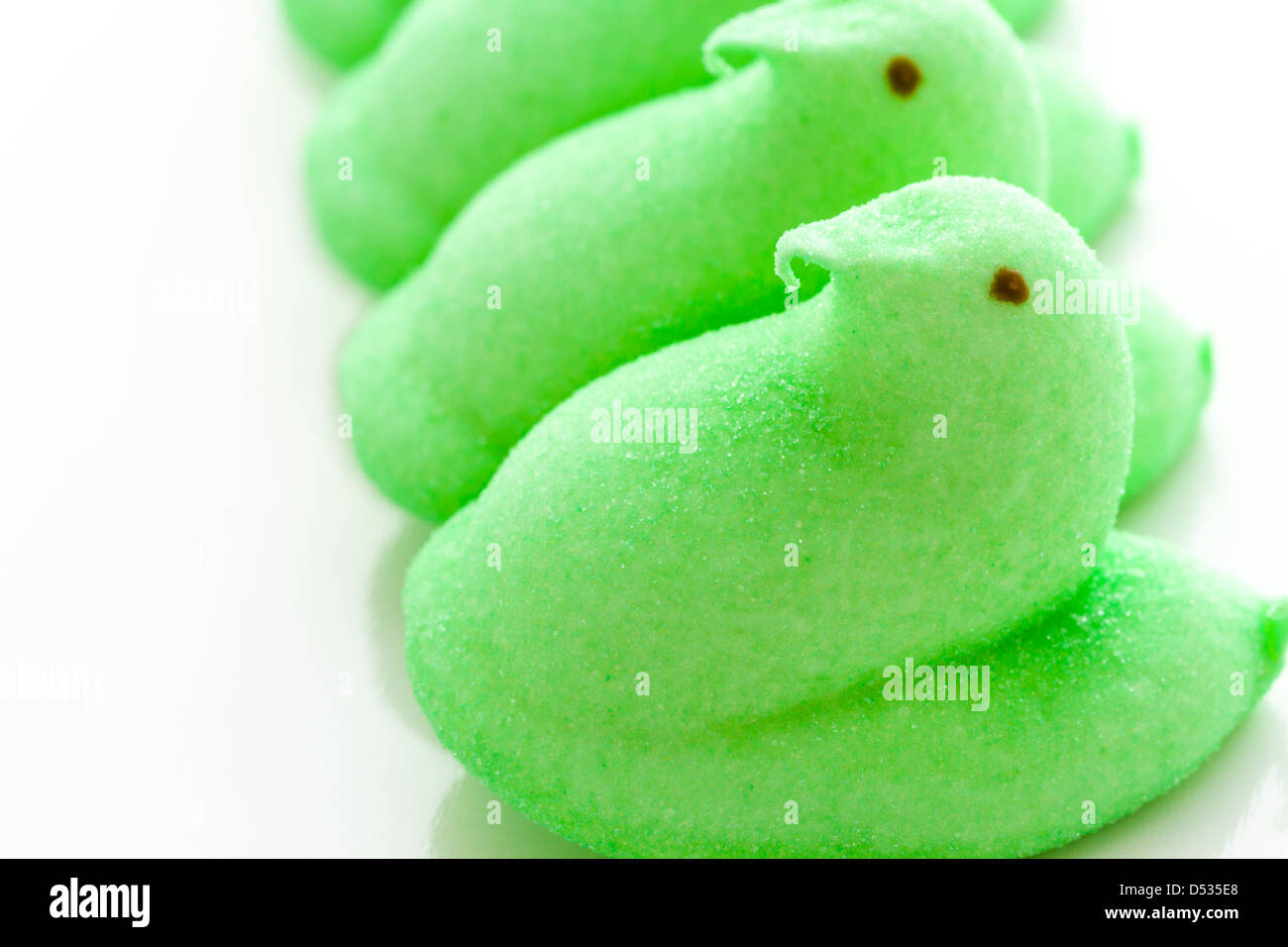 Marshmallow chicks for Easter on a white background Stock Photo - Alamy