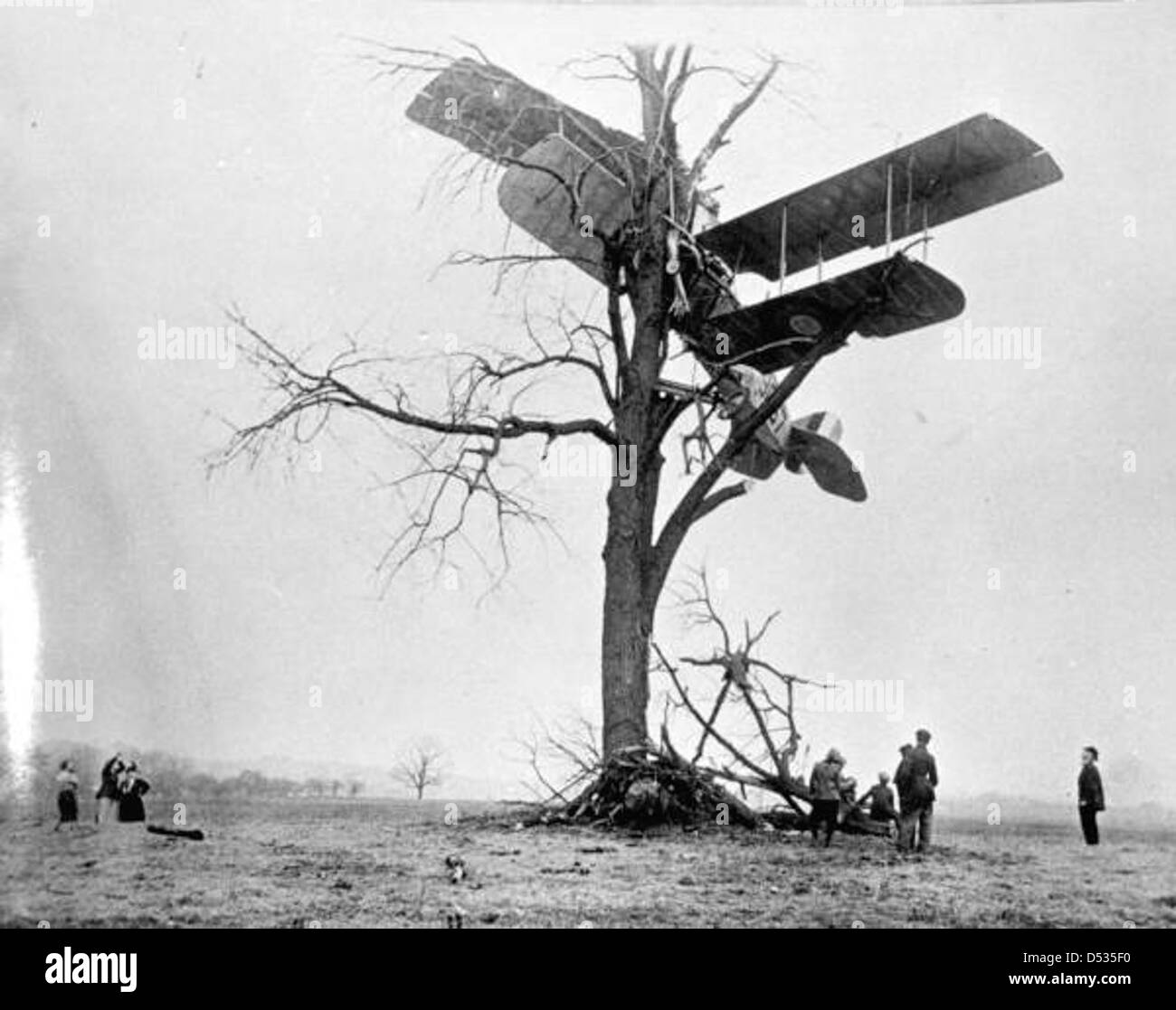 A Curtiss JN-4 Jenny bi-plane, part of the Army Air Corps, crashed into ...
