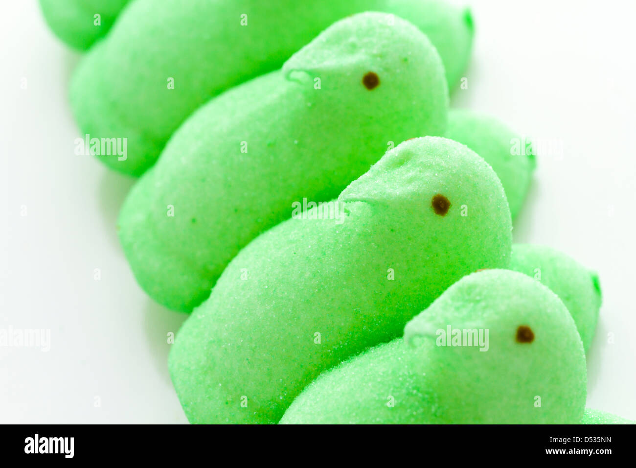 Marshmallow chicks for Easter on a white background Stock Photo - Alamy