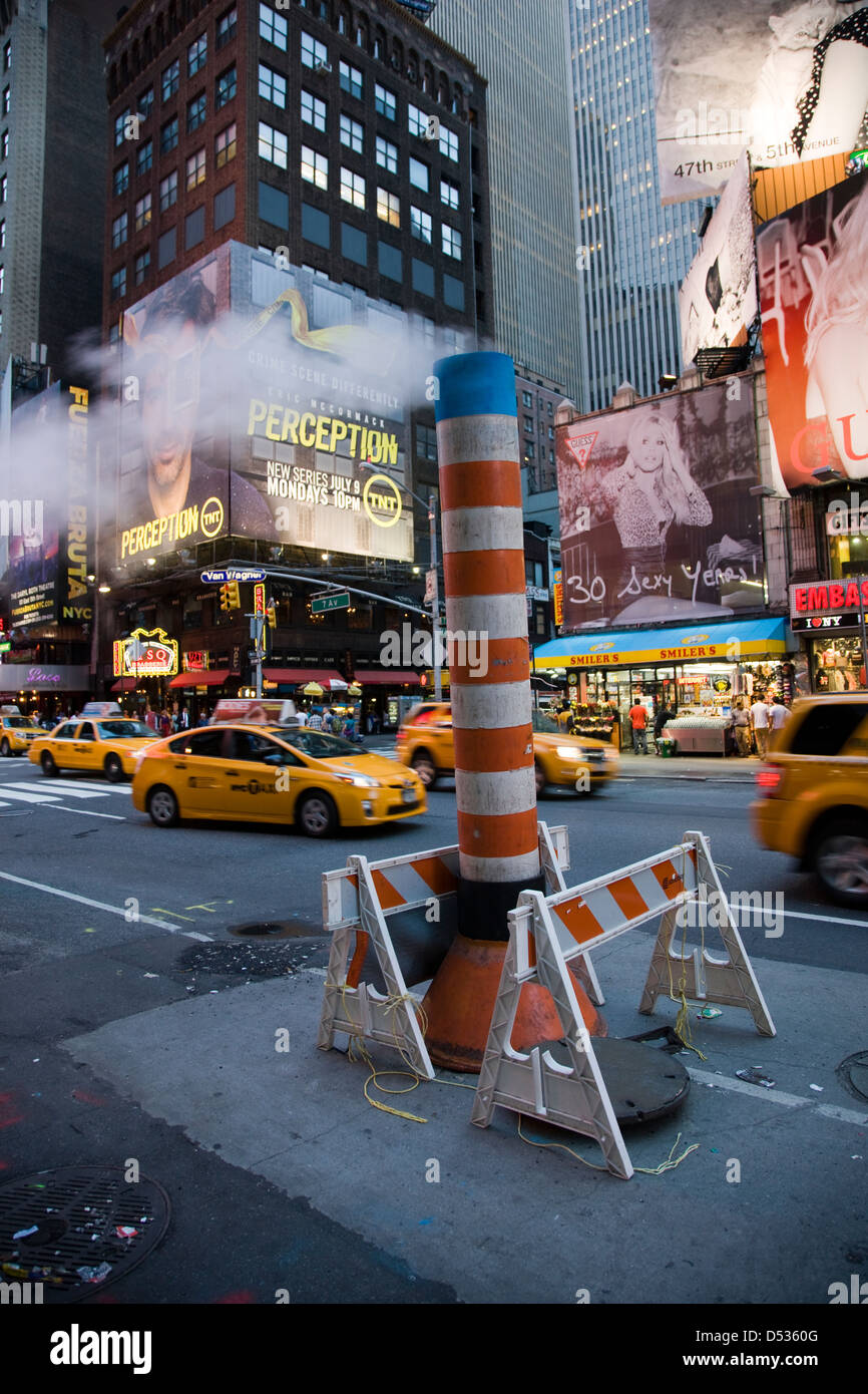 Steam vent in the street near Times Square, New York Stock Photo - Alamy