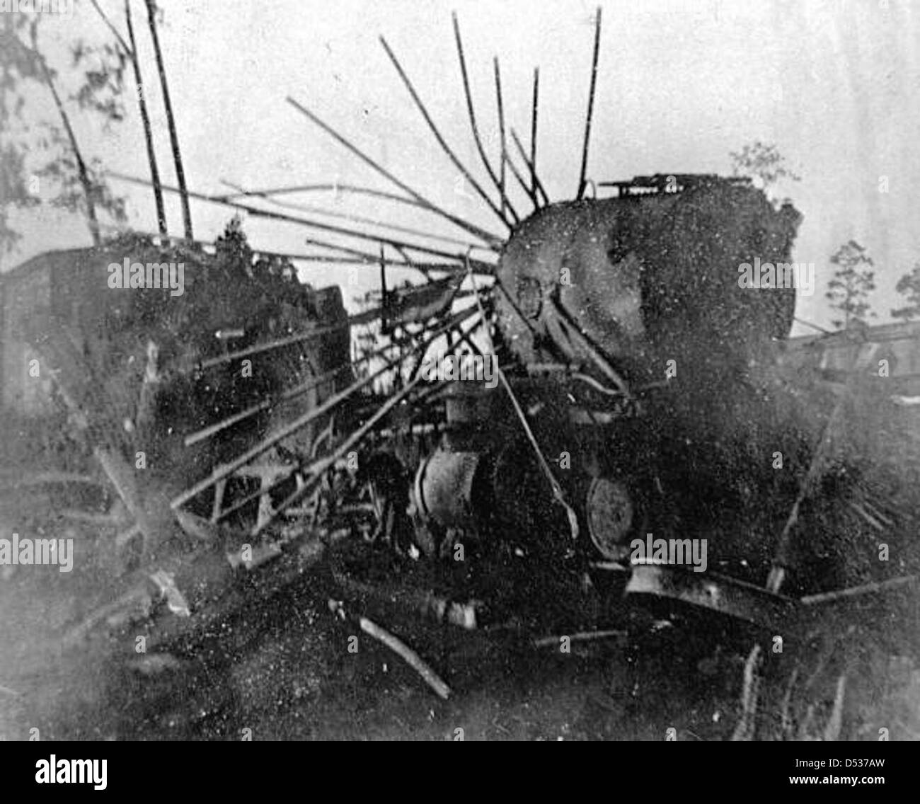 The boiler explosion of Escambia Railway engine number 4 is depicted in ...