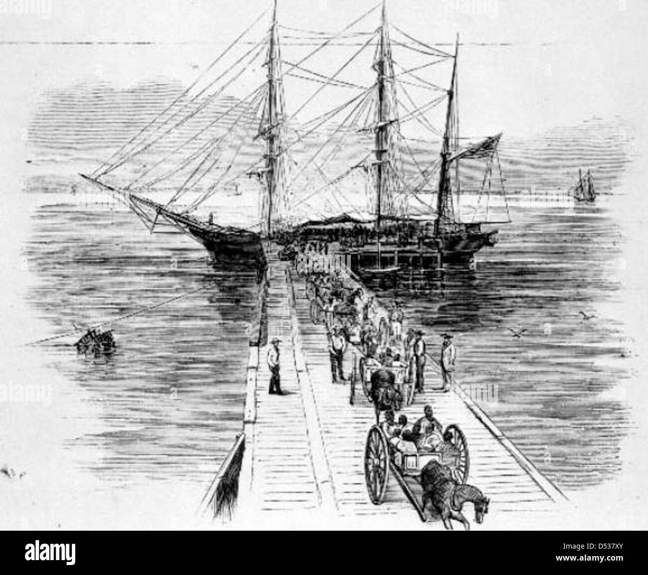 A drawing depicting the illegal slave trade in Key West, Florida ...