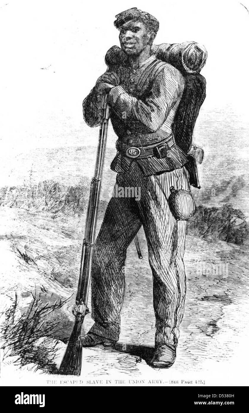 A detailed drawing of an African American Union Army infantryman ...