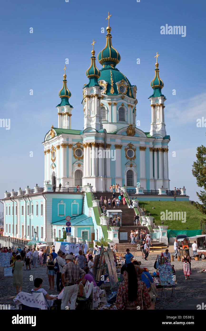 Kiev, Ukraine, flea market at St. Andrew's Church Stock Photo - Alamy