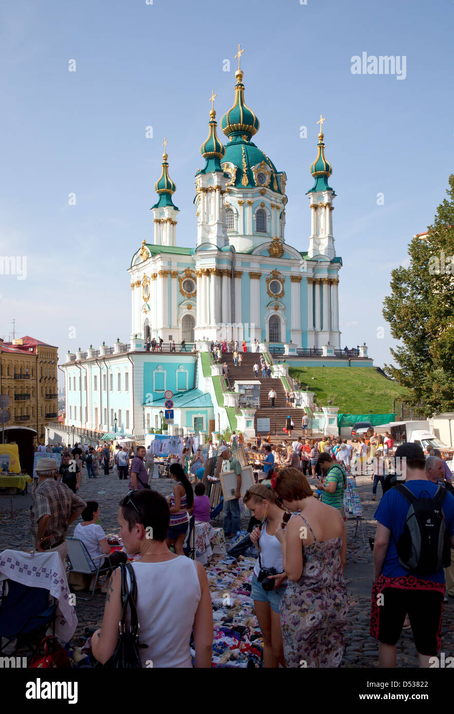 Kiev, Ukraine, flea market at St. Andrew's Church Stock Photo - Alamy