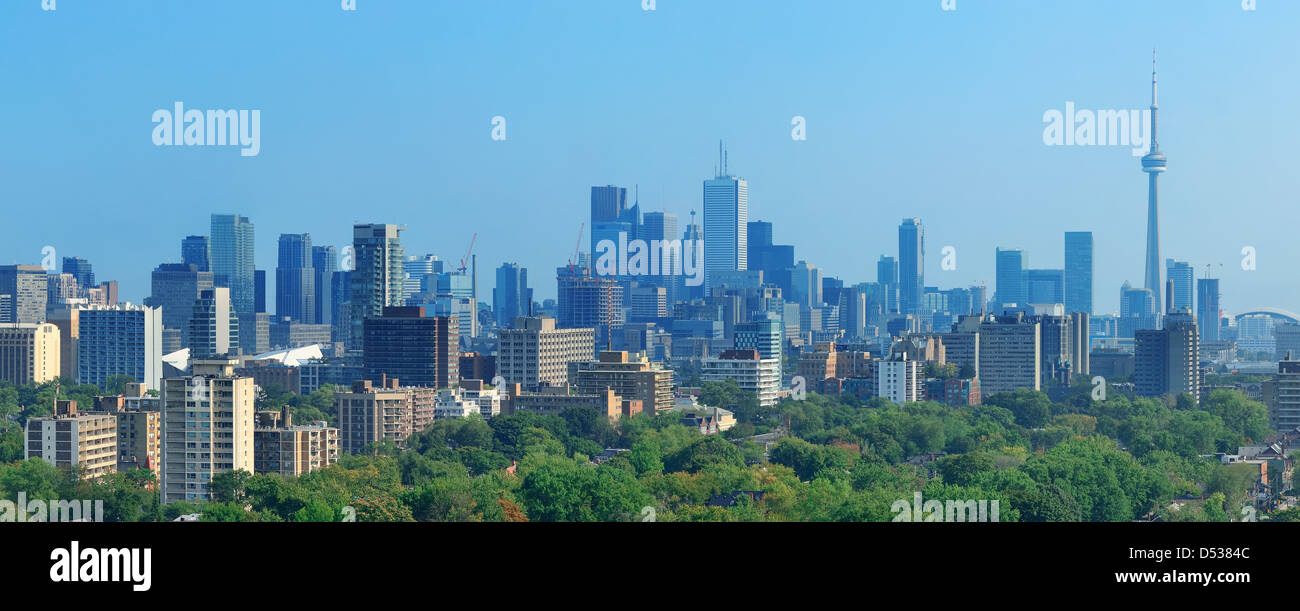 Toronto skyline panorama with urban architecture and blue sky Stock ...