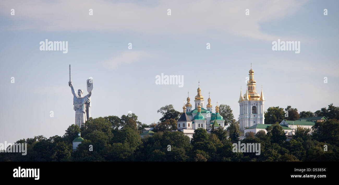 Kiev, Ukraine, Pechersk Lavra (monastery) and Motherland statue of ...