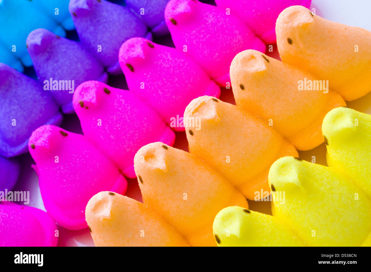 Marshmallow chicks for Easter on a white background Stock Photo - Alamy