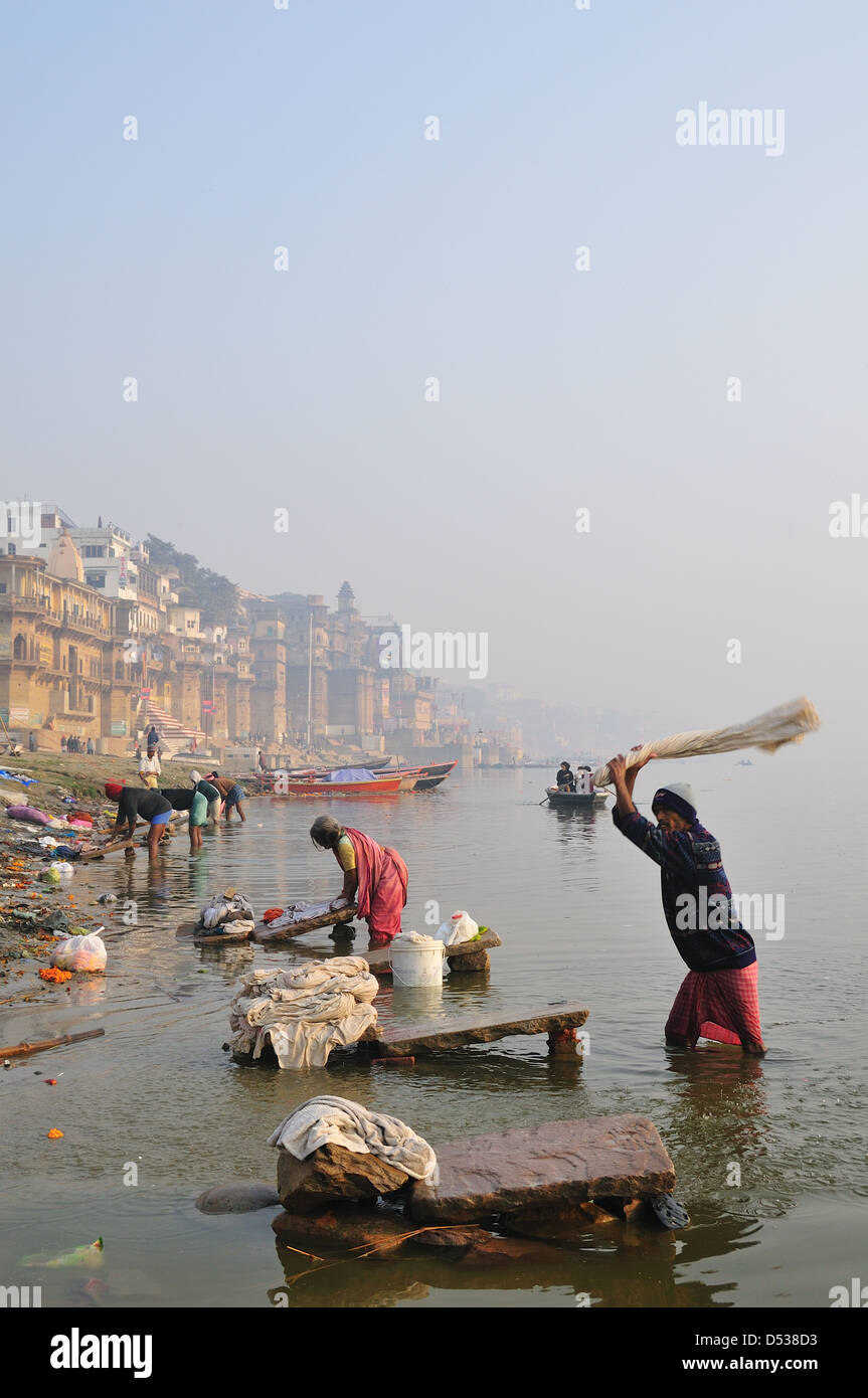 Washing man by the Ganges river Stock Photo - Alamy