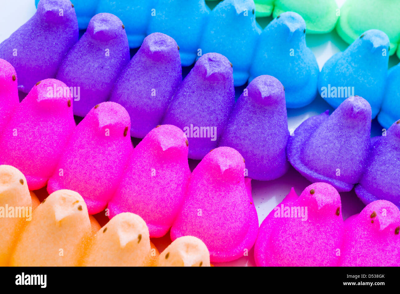 Marshmallow chicks for Easter on a white background Stock Photo - Alamy