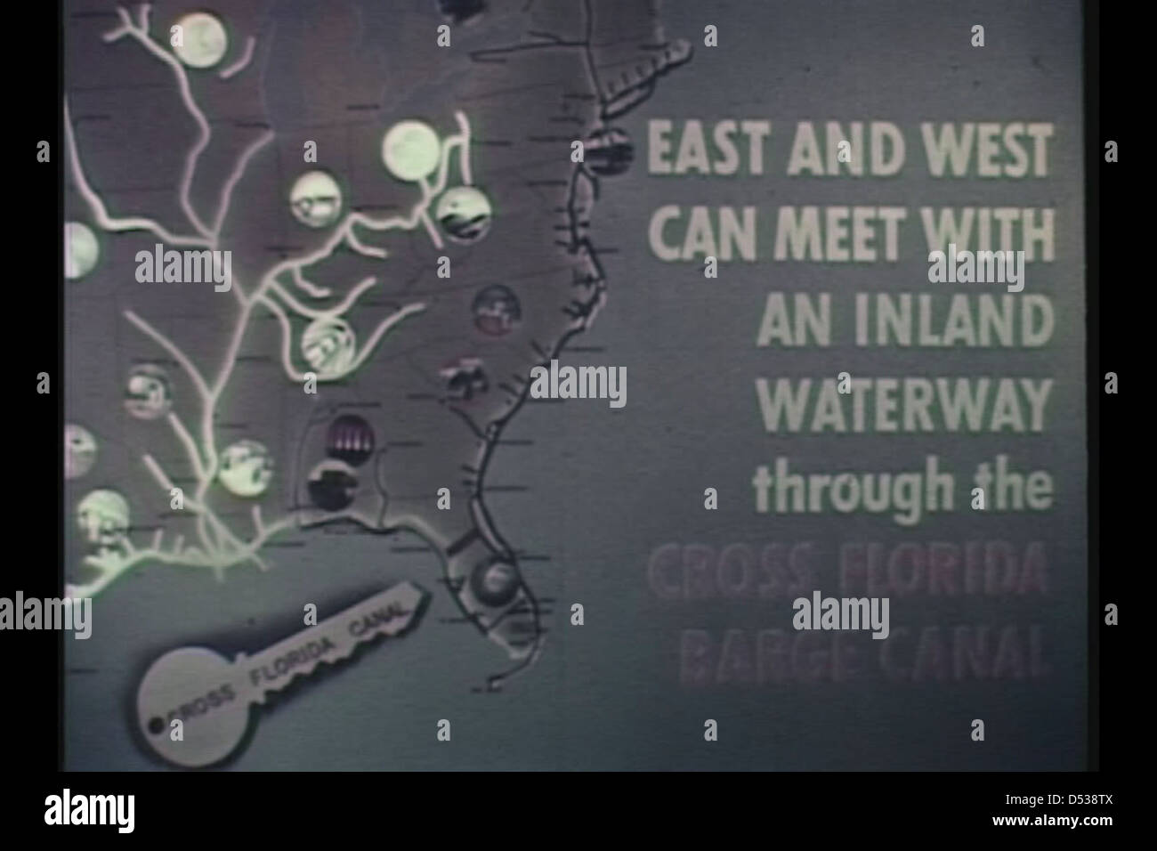 A construction scene of Florida's Cross Florida Barge Canal, part of a ...