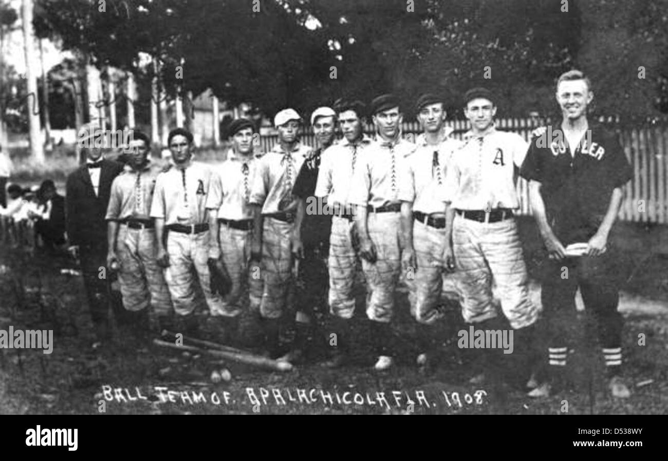 The Apalachicola baseball team from 1908, captured in a group portrait ...