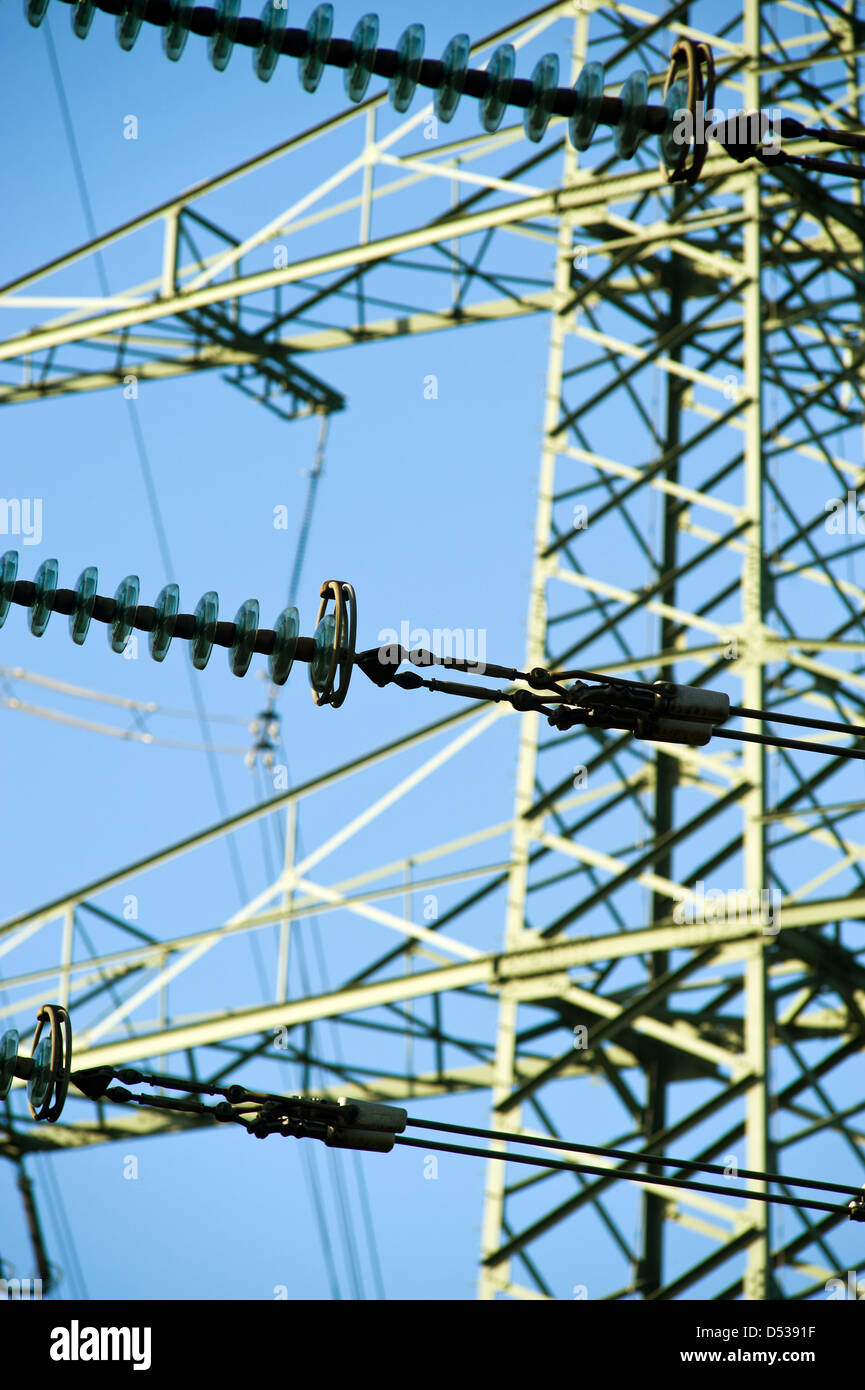 Bertikow, Germany, insulator chains on power lines Stock Photo - Alamy