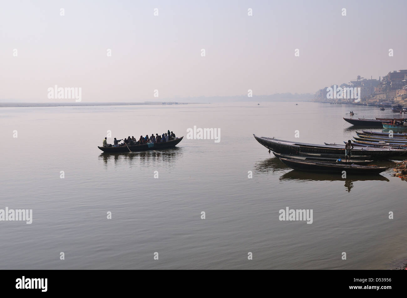 Early morning at Ganges river in Varanasi Stock Photo - Alamy