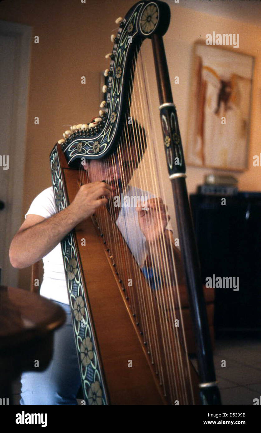 Jesus Rodriguez, a Venezuelan harpist, is shown performing on the ...