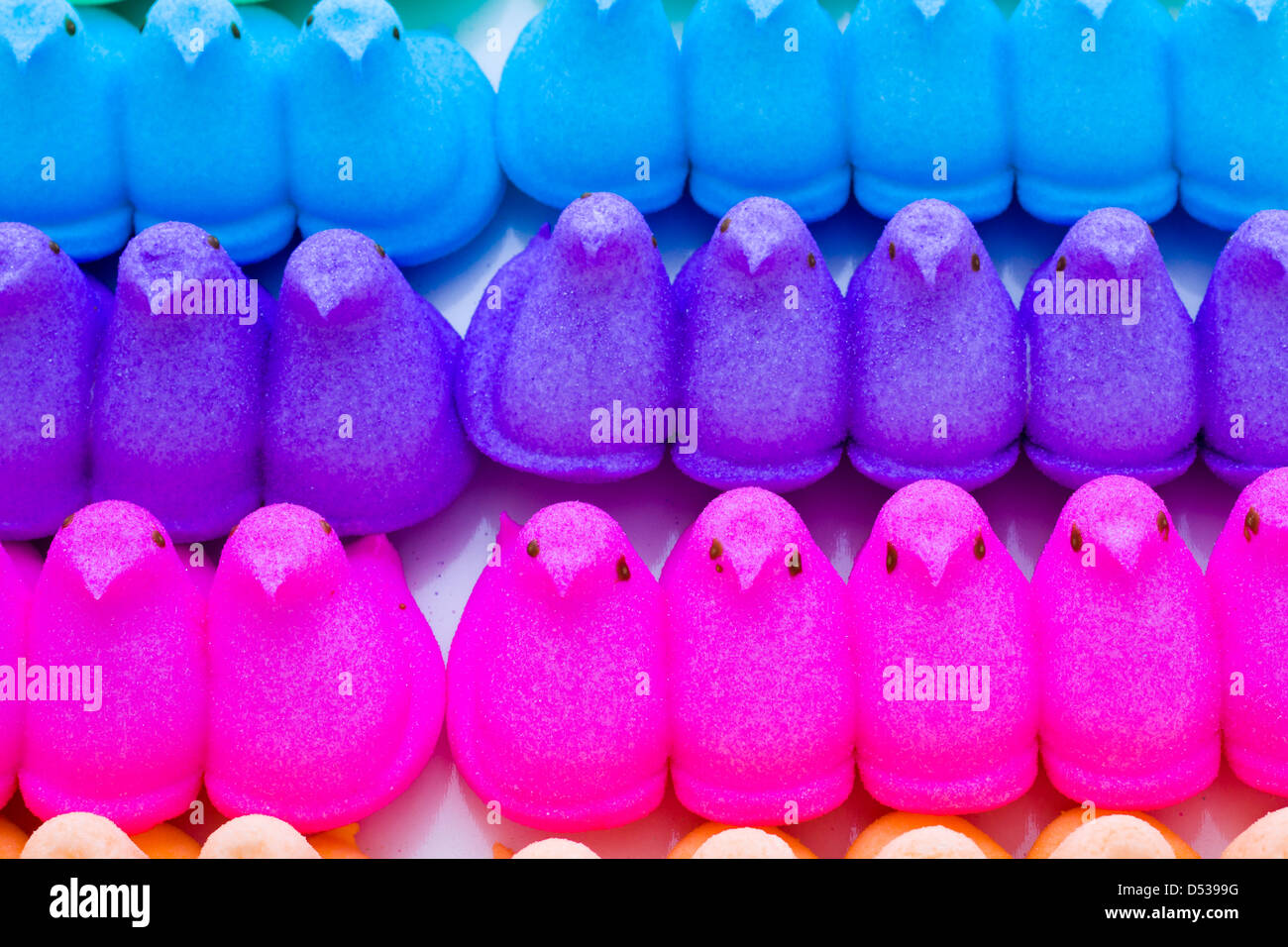 Marshmallow chicks for Easter on a white background Stock Photo - Alamy