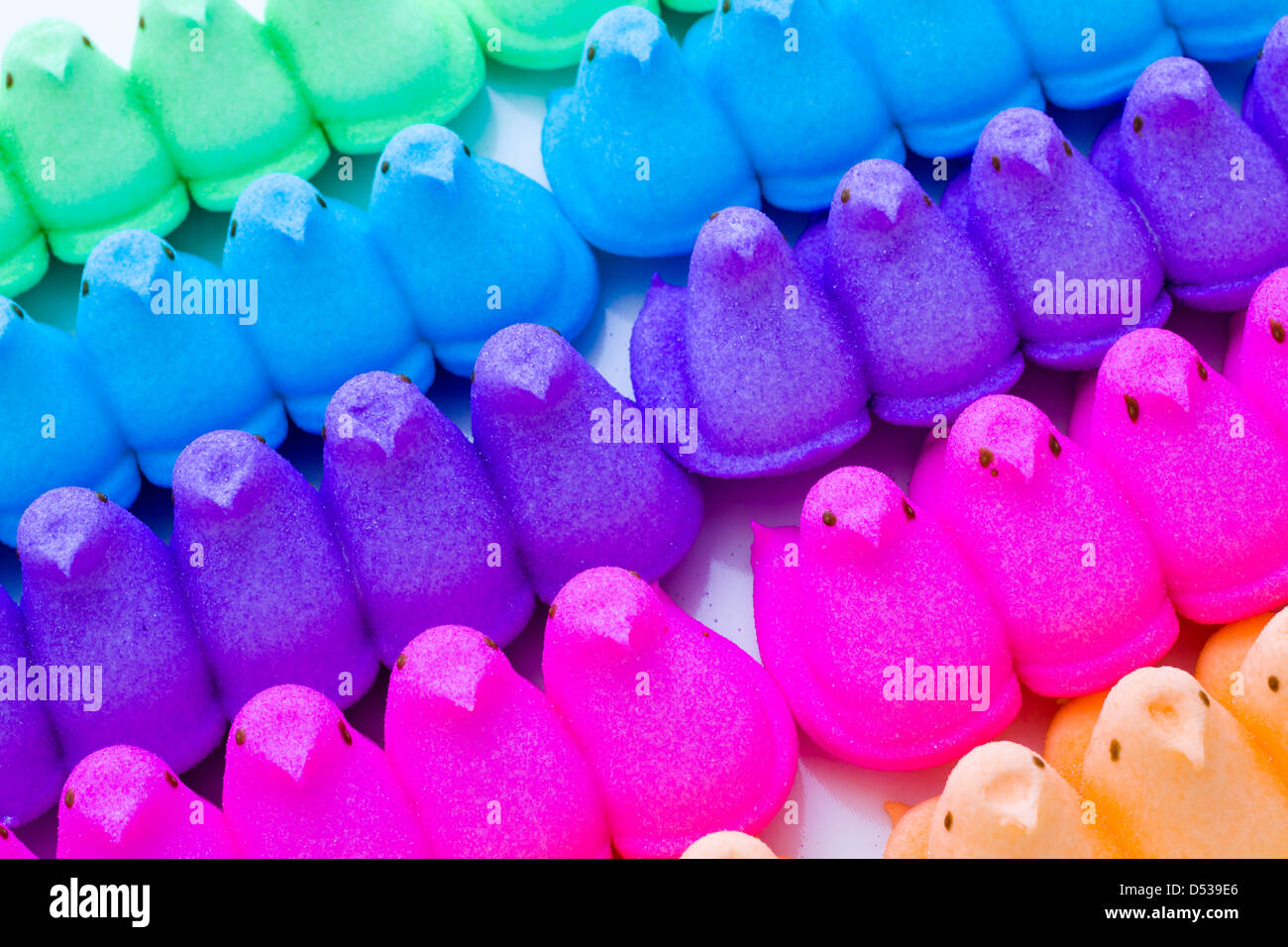 Marshmallow chicks for Easter on a white background Stock Photo - Alamy