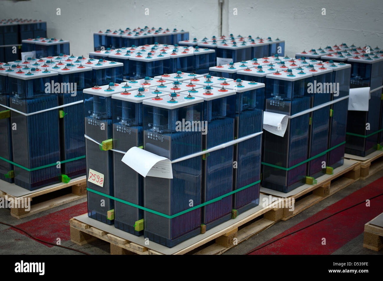Berlin, Germany, finished batteries after final assembly and ...
