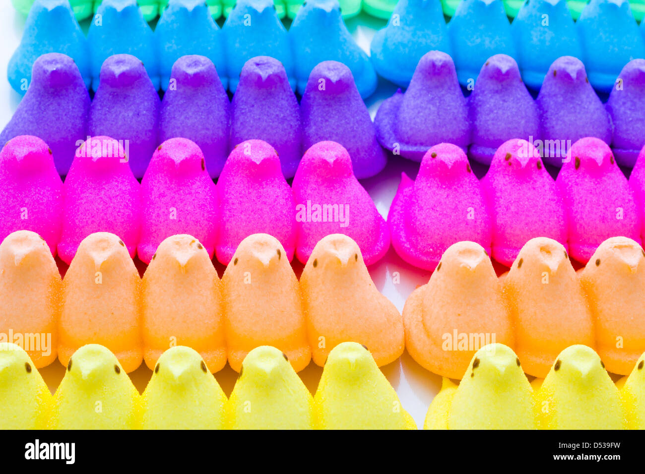 Marshmallow chicks for Easter on a white background Stock Photo - Alamy