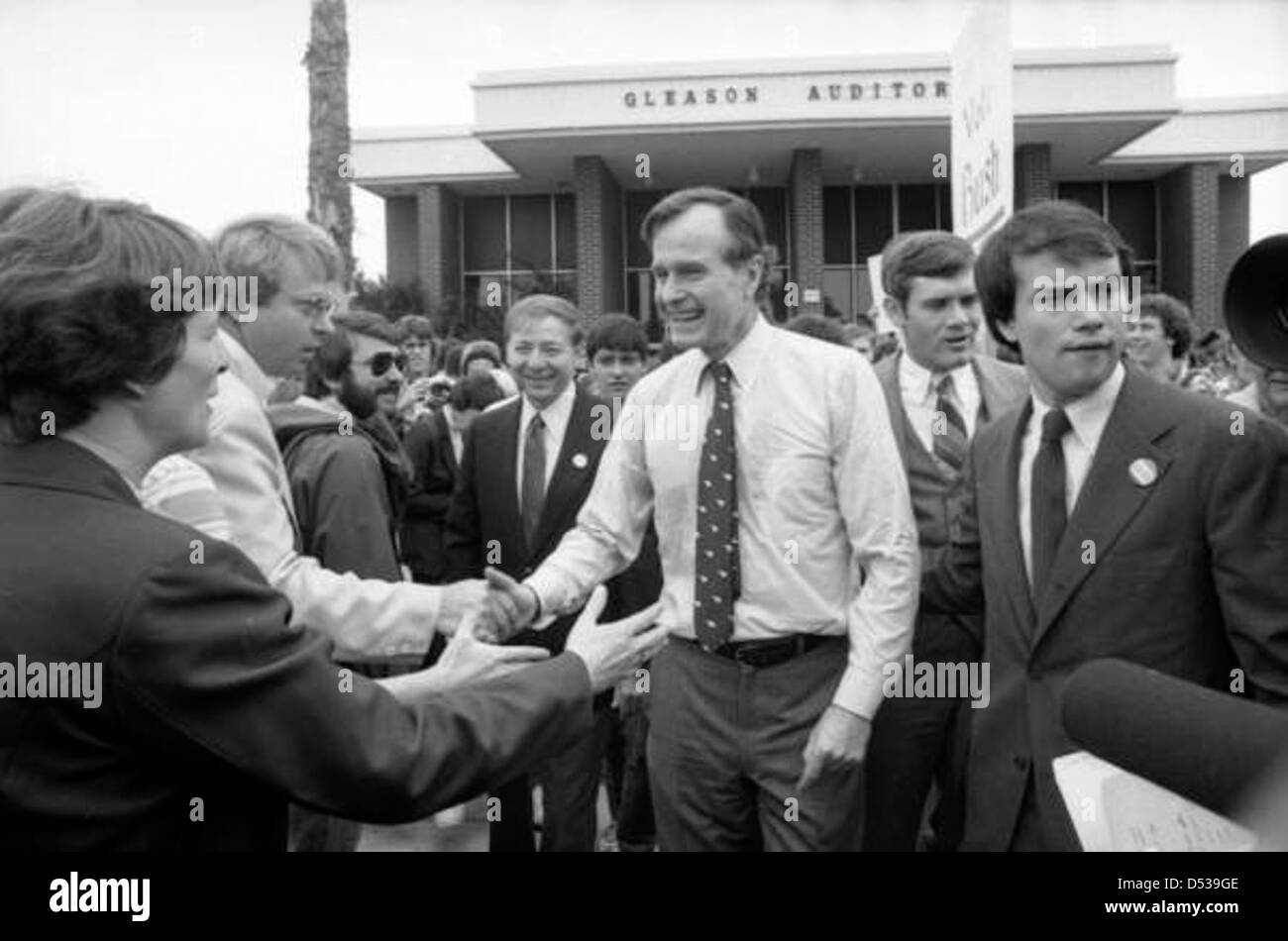 George H.W. Bush is shown campaigning in Melbourne, Florida, during his ...