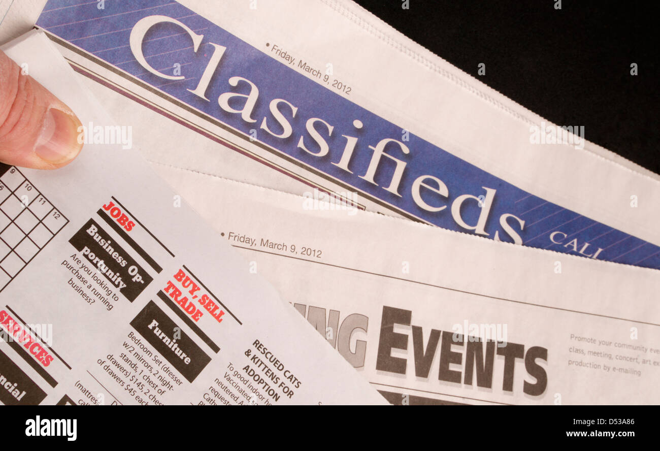 Classified Help Wanted Job Offered Ads in Traditional Print Newspaper ...
